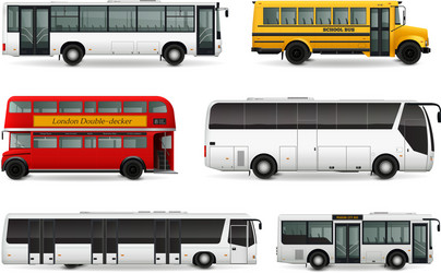 Bus realistic set Royalty Free Vector Image - VectorStock