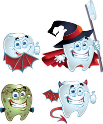 Cute collection cartoon tooth chatacters Vector Image
