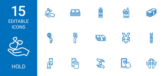 14 hold icons Royalty Free Vector Image - VectorStock