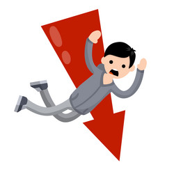 Man fall down red arrow Royalty Free Vector Image