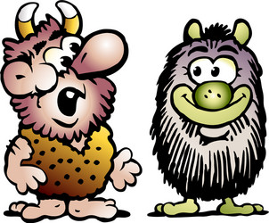 Cartoon flat confused monsters green icon Vector Image