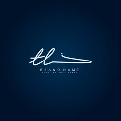 Handwritten signature logo for initial letter tl Vector Image