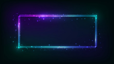 Neon rectangular frame with shining effects Vector Image