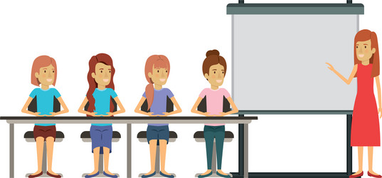 White background with pair of women sitting Vector Image