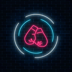 Glowing neon boxing club sign in circle frames Vector Image