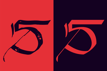 Gothic style numbers calligraphy uppercase Vector Image