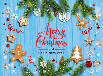 Blue rustic christmas template Royalty Free Vector Image