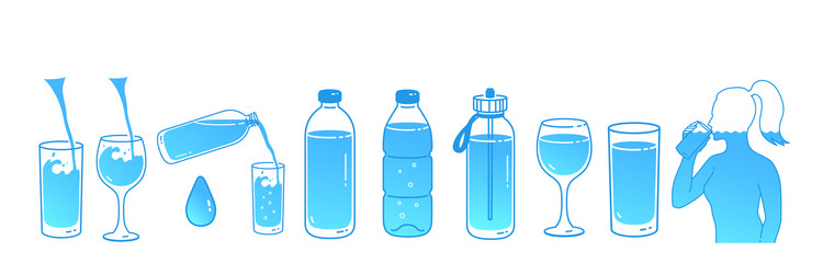 Benefits drinking water daily hydration norm Vector Image