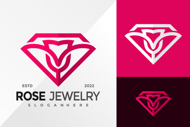 Luxury elegant diamond rose flower logo design Vector Image
