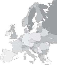 Europe with countries map grey Royalty Free Vector Image