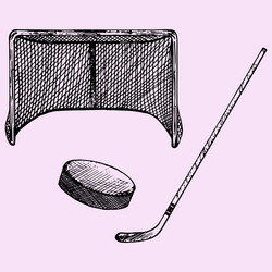 Ice hockey goal with net 3d puck Royalty Free Vector Image