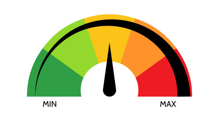 Scale meter gauge indicator test level rating Vector Image