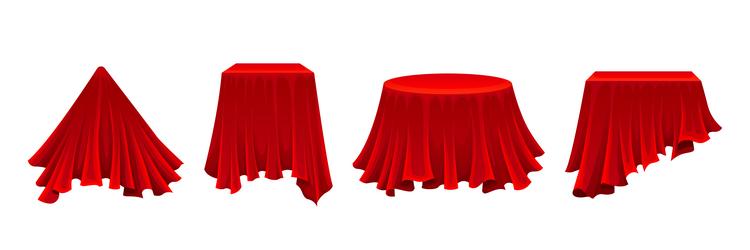 Red silk cloth or smooth fabric covering different