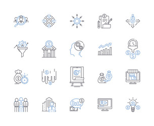 Digital repository line icons collection Vector Image