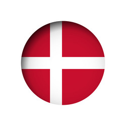 Glossy circle badge flag of denmark Royalty Free Vector