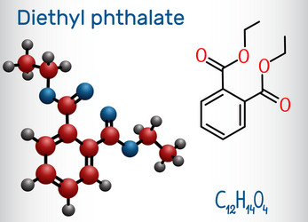 Diethyl phthalate dep plasticizer molecule Vector Image