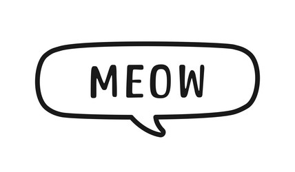Meow speech bubble outline doodle text cute Vector Image