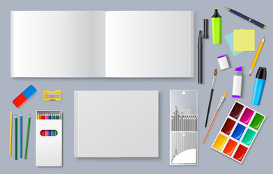 Realistic stationery collection pencil Royalty Free Vector