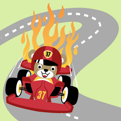 Car racing with cute animals racer cartoon Vector Image