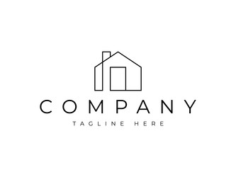 Minimal house line logo design Royalty Free Vector Image