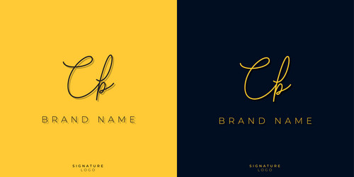 Chinese style initial letters cb logo Royalty Free Vector