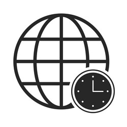 Earth and clock time zone icon or time difference Vector Image