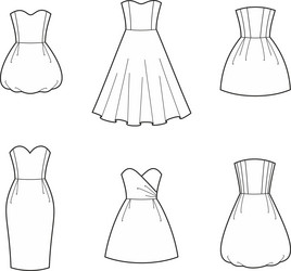 Womans flared dress set fashion cad Royalty Free Vector