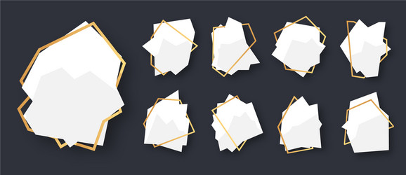 Abstract geometric black banner gold frame set Vector Image