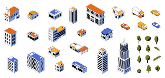 Isometric city 3d business map with districts Vector Image