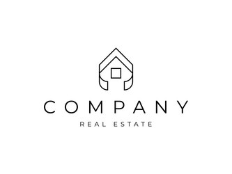 Minimal arrow home line logo design Royalty Free Vector