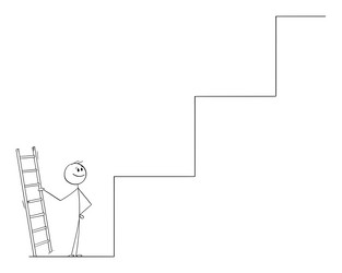 Person looking at giant steps or obstacles Vector Image