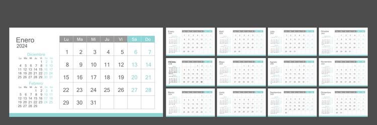 Calendar 2024 english red planner template Vector Image