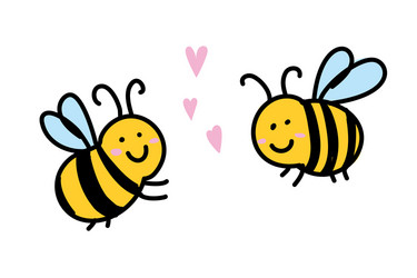 Cute bees in love isolated on white background Vector Image