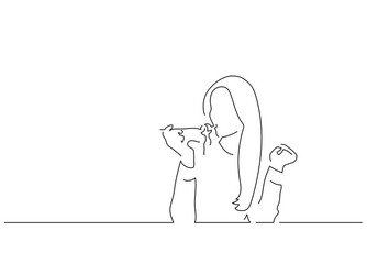 People eating isolated line drawing Royalty Free Vector