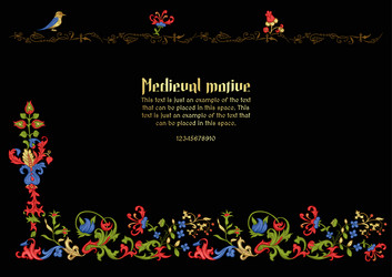 Floral and animal vintage medieval illuminati Vector Image