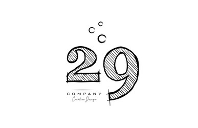 Hand drawing number 44 logo icon design Royalty Free Vector