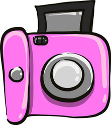 Pink movie camera on a white background Royalty Free Vector