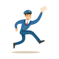 Postman run away from dog mailman running Vector Image