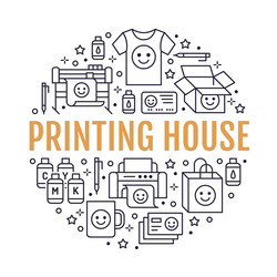 Printing house flat glyph icons print shop Vector Image