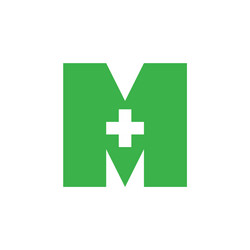 Letter m medical simple geometric square logo Vector Image