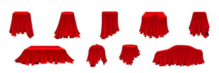 Red silk cloth or smooth fabric covering different