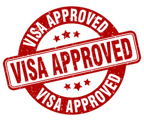 Visa approved stamp label round Royalty Free Vector Image