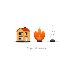 Burning building fire insurance safety concept Vector Image