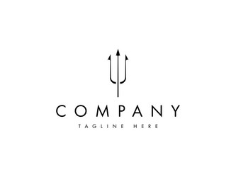 Stylish trident poseidon zeus in circle logo Vector Image