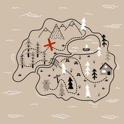 Cartoon island map template for next level game Vector Image