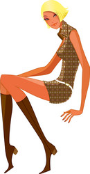 Side view of woman sitting Royalty Free Vector Image