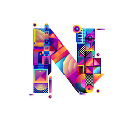 Colorful alphabet font letter n for logo Vector Image