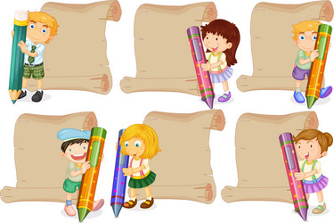 Kids with Crayons Vector Images (over 6,000)