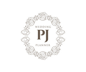 Pj initials letter wedding monogram logos Vector Image