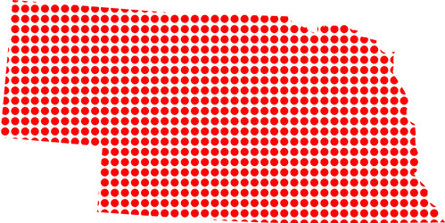 Red dot map of nebraska Royalty Free Vector Image